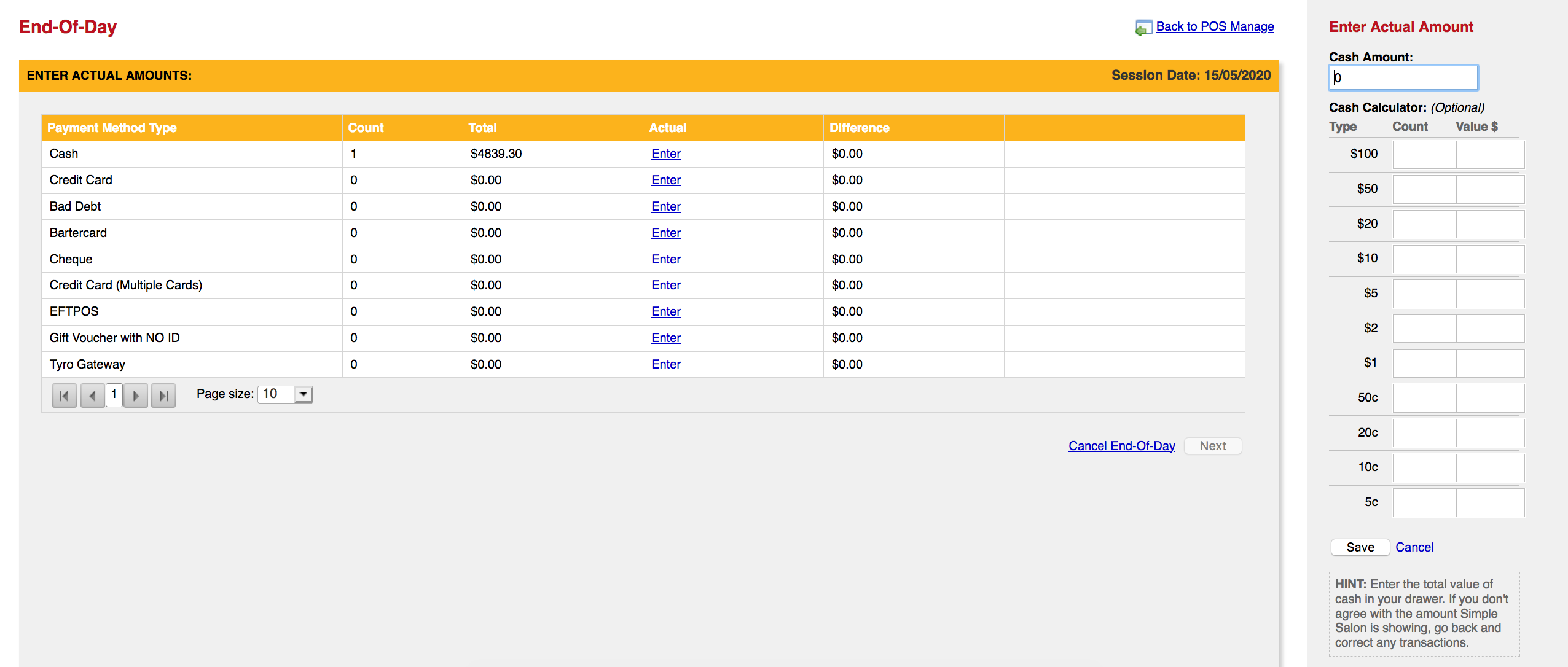 Advanced End of Day Process – Simple Salon