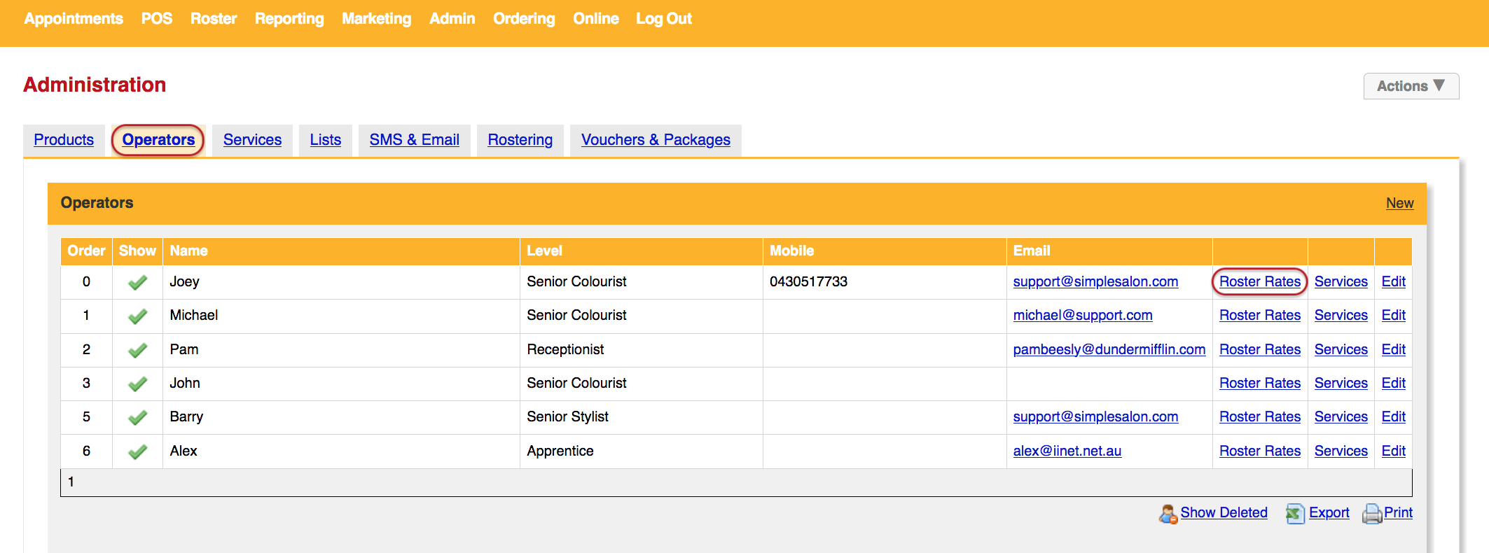 Rostering Overview – Simple Salon