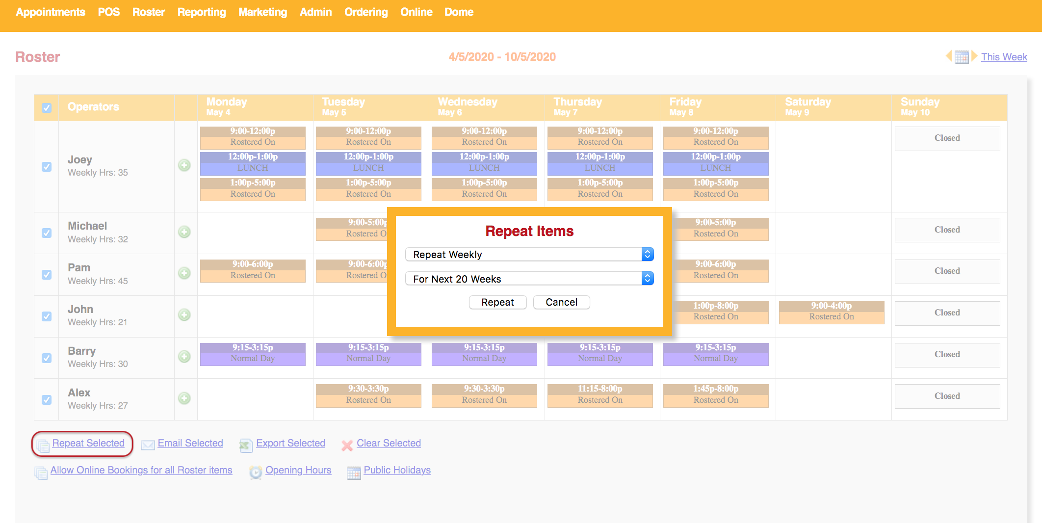 Rostering Overview – Simple Salon